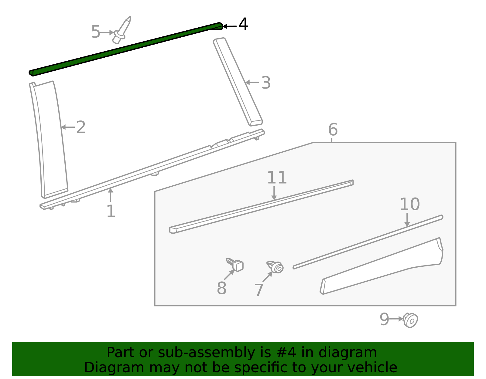 2024-2025 Toyota Grand Highlander Frame Molding 75764-0E120 | MotorMotor