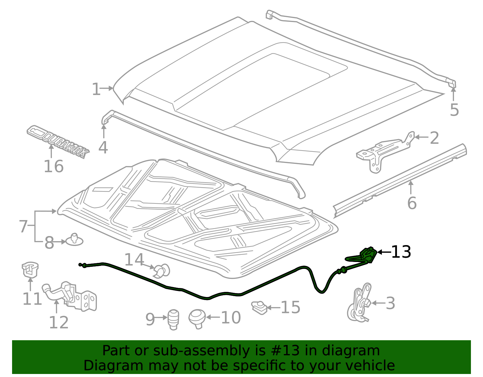 2014-2019 GM Jet Black Hood Primary Latch Release Cable 84279469 ...