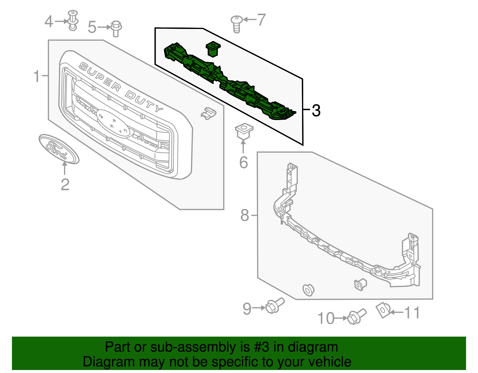2011-2016 Ford | Upper Mount | BC3Z-8A284-A | Walls' Ford Parts