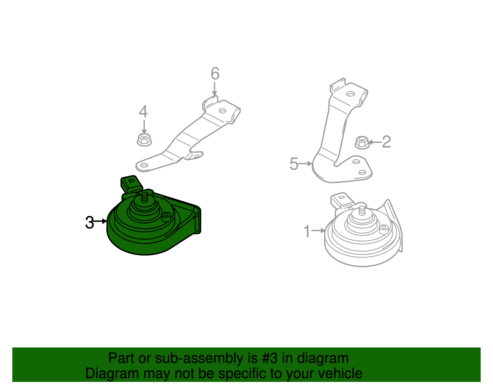 2005-2025 Volkswagen Low Note Horn 5C0-951-221-B | VW Direct Auto Parts