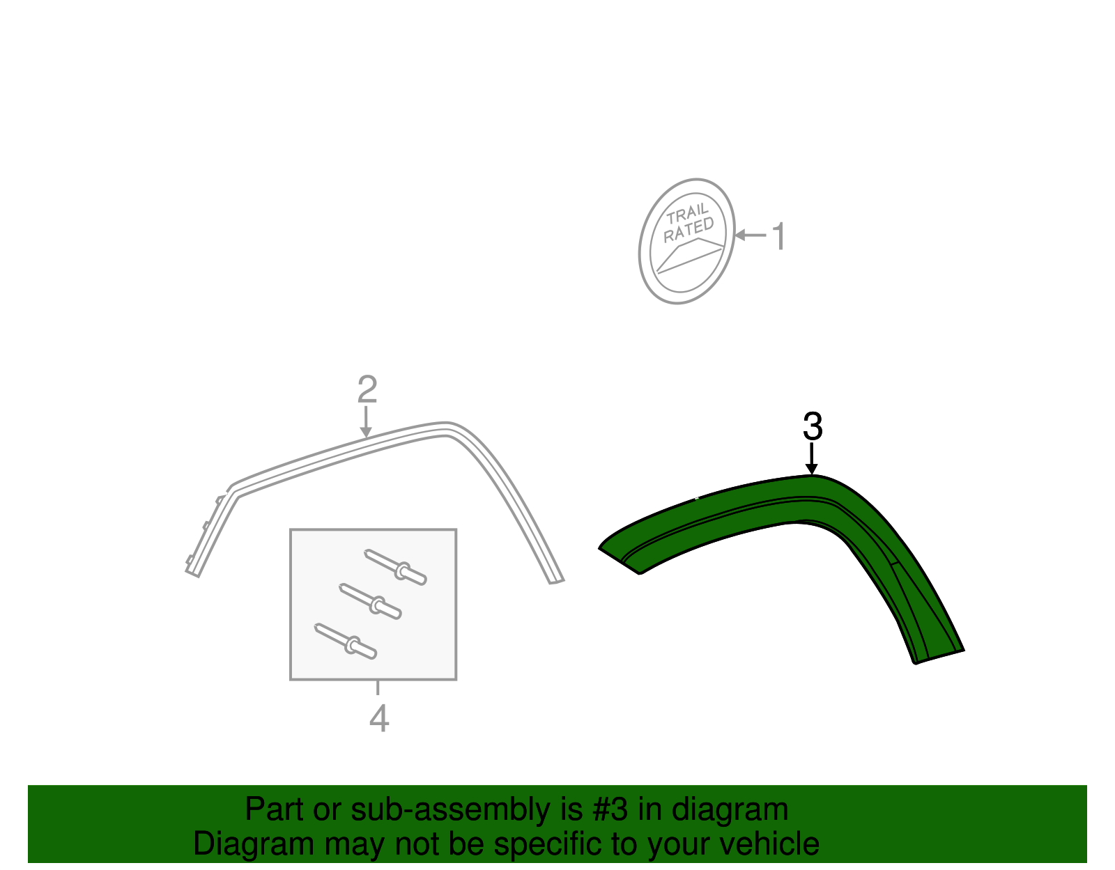 1PC81TZZAK - Wheel Flare Molding Left - 2014-2020 Jeep Grand Cherokee ...