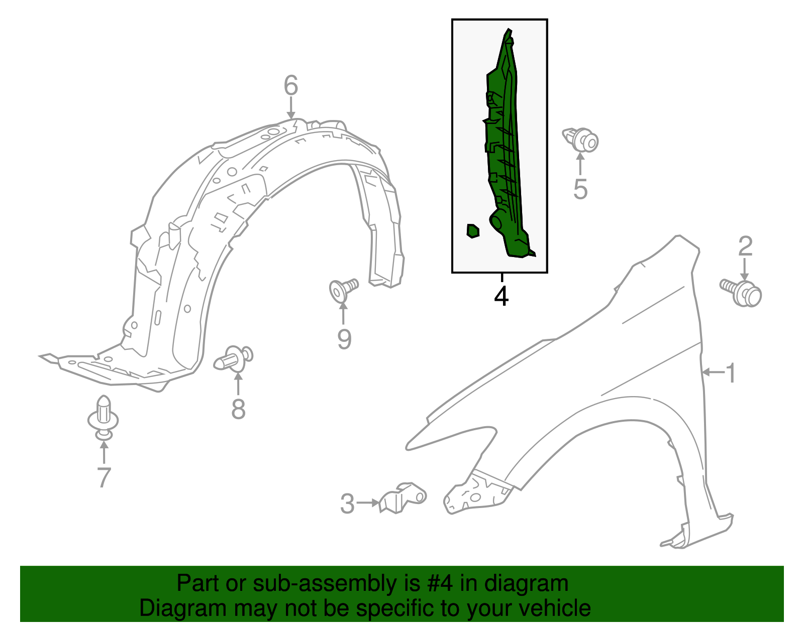 74155-T3L-A00 - Fender Seal 2013-2017 Honda Accord | Honda Parts Online
