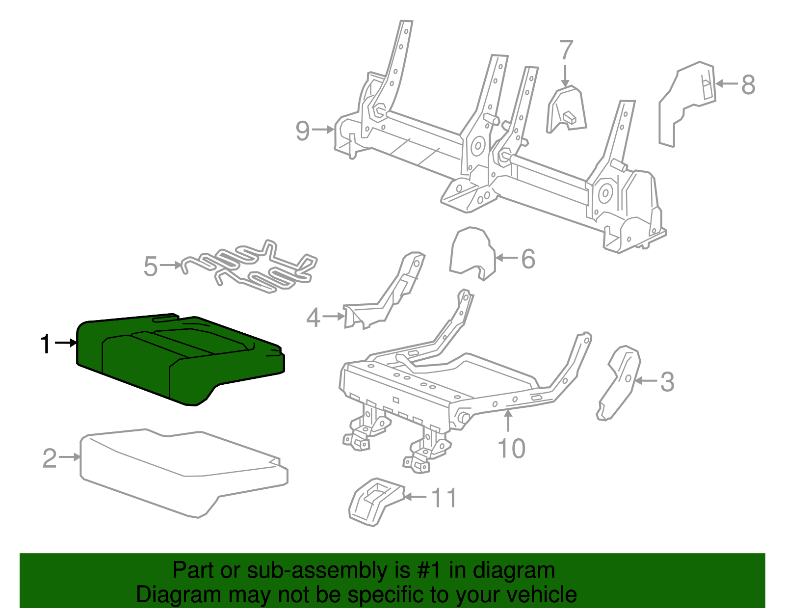 2017 GMC Acadia Light Ash Gray Rear Driver Side Seat Cushion Cover ...
