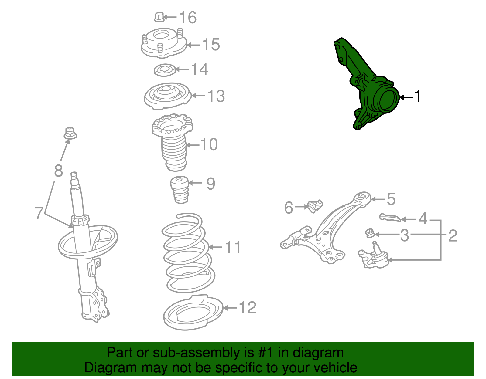 43211-58020 - Knuckle 2004-2007 Toyota Highlander | Longo Toyota Parts