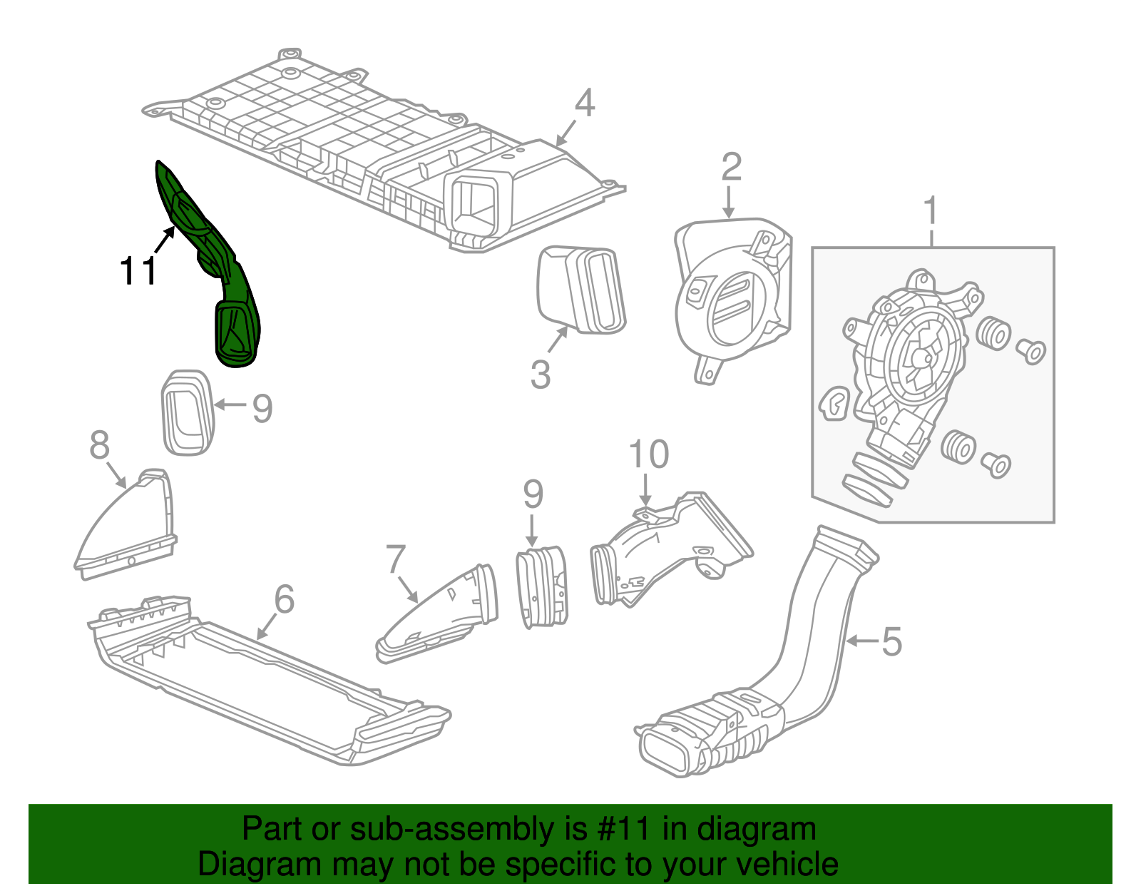 1J690-5K1-000 - 2014-2015 Honda Accord - Duct L Air Inlet (Upper ...