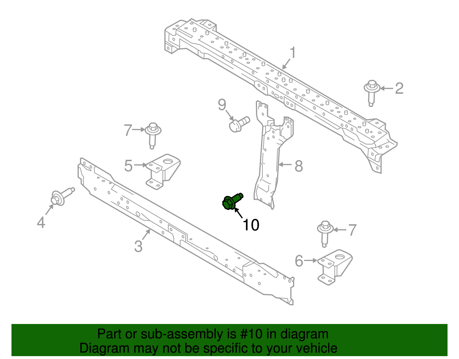 2007-2025 Nissan Upper Tie Bar Lower Bolt 01121-N8041 | TascaParts.com