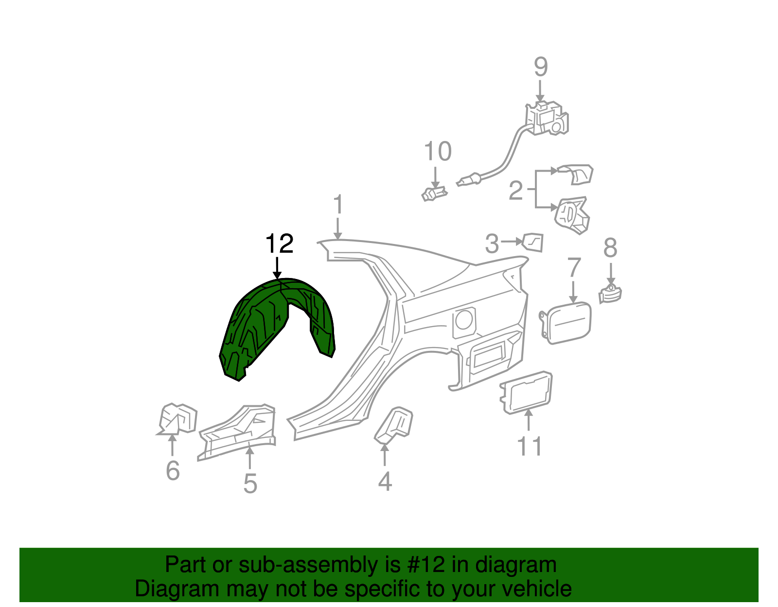 65638-AC010 - Wheelhouse Liner - 2005-2010 Toyota Avalon | Nucar Toyota ...