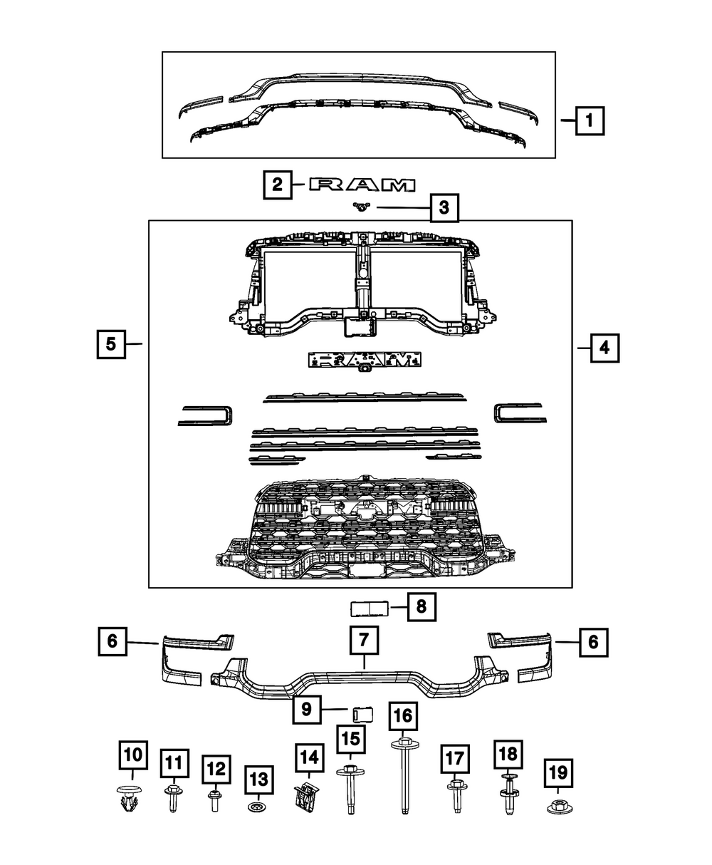 2019-2026 Ram Grille Applique 6NB051Z0AF | My Mopar Parts