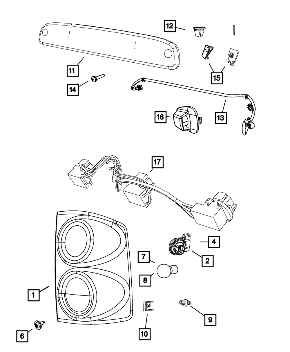 2005-2011 Ram Dakota Tail Stop Backup Lamp, Left 55077605AD | Mopar eStore