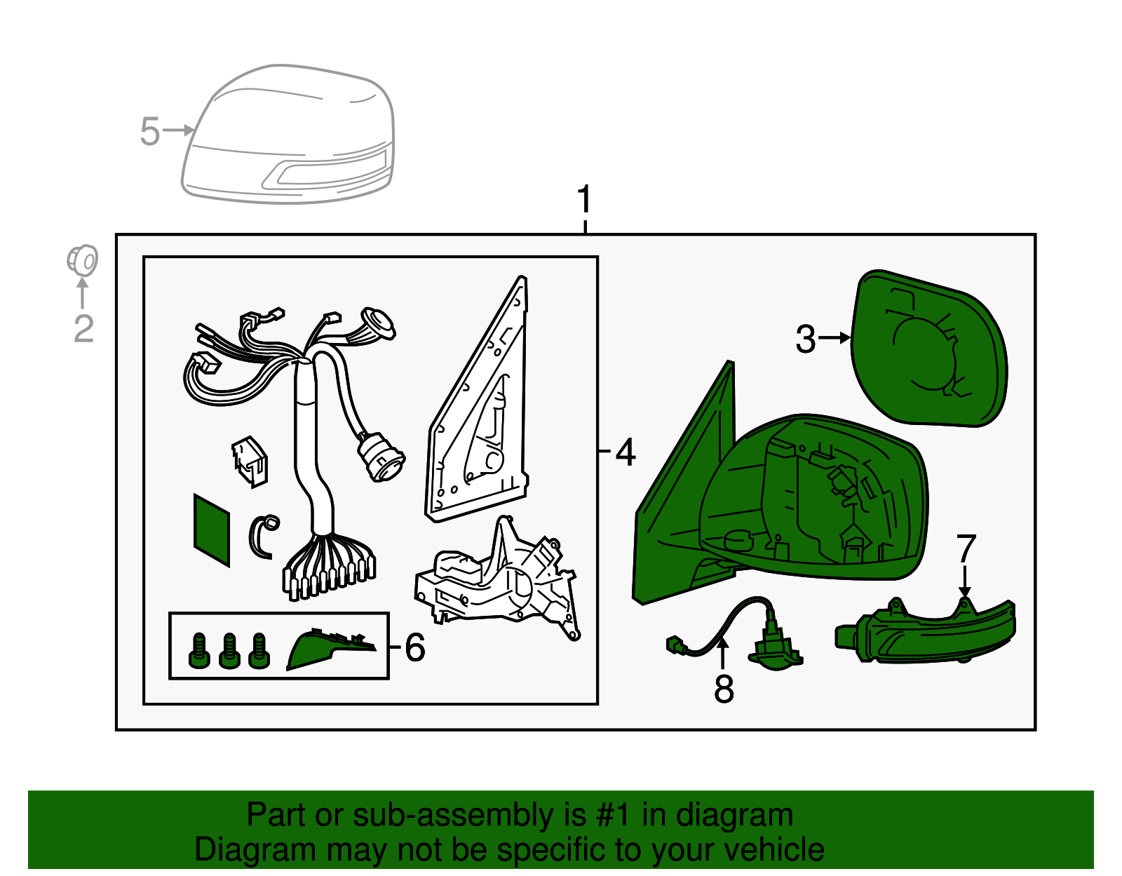 2013-2015 Toyota Land Cruiser Mirror Assembly - Left - DRIVERS SIDE ...