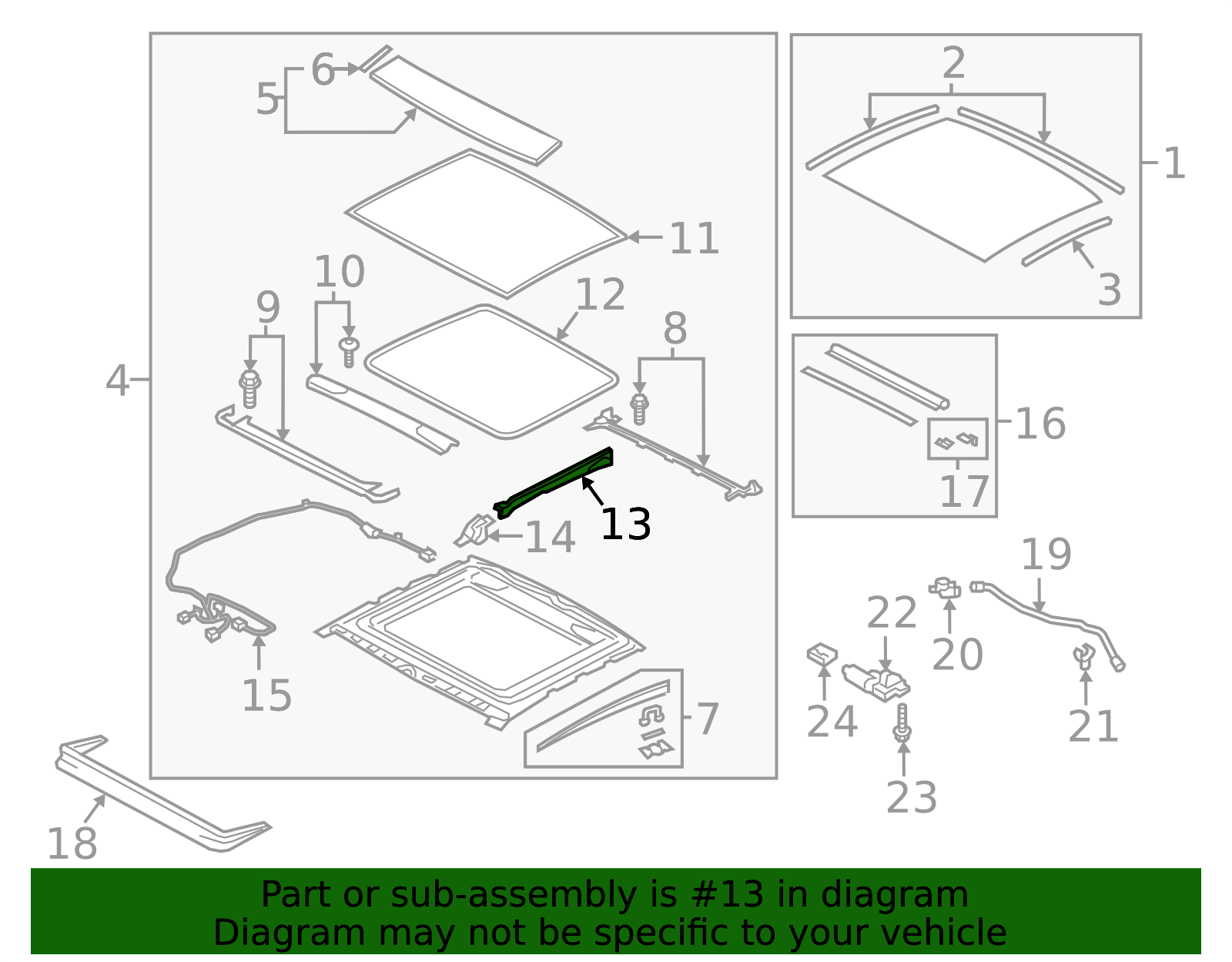 Audi 8W6898738 ? Sunroof Rail, Guide Track, OEM Roof Component ...