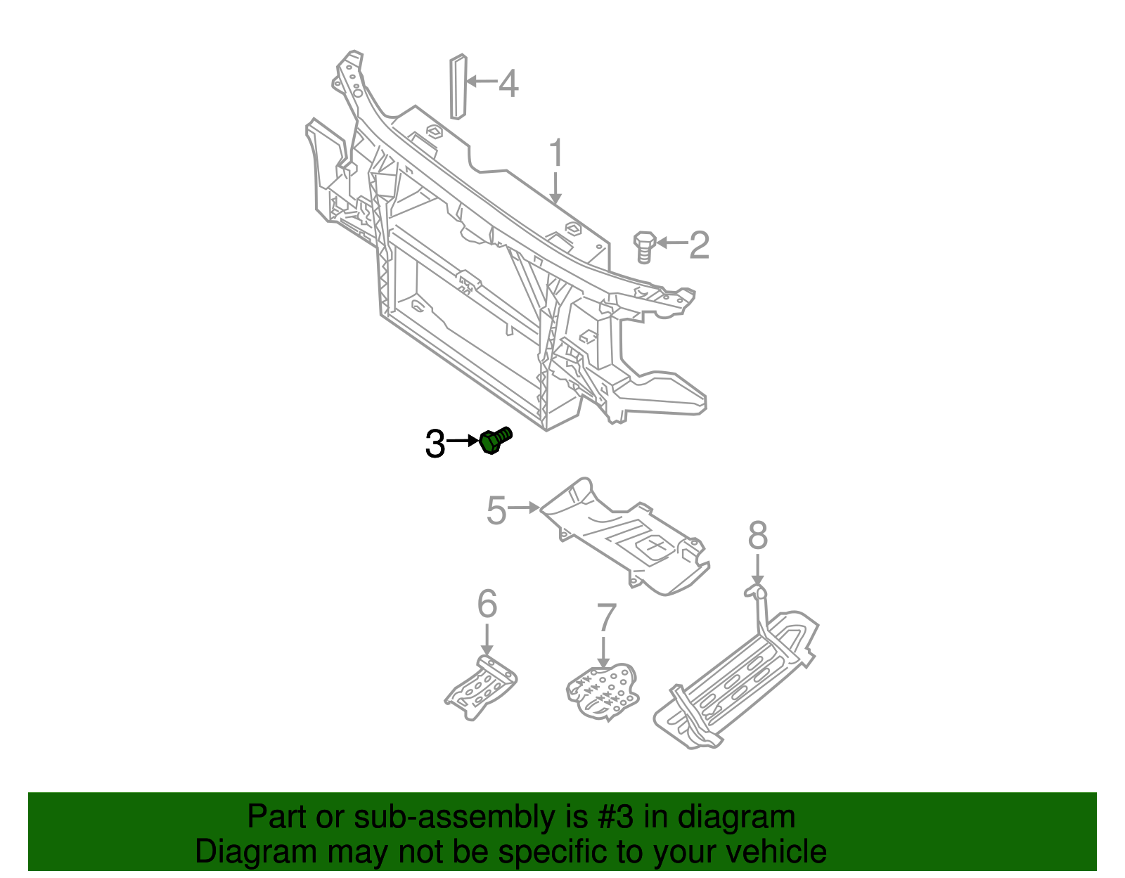 2004-2015 Nissan Radiator Support Screw 01121-0057U | QuirkParts