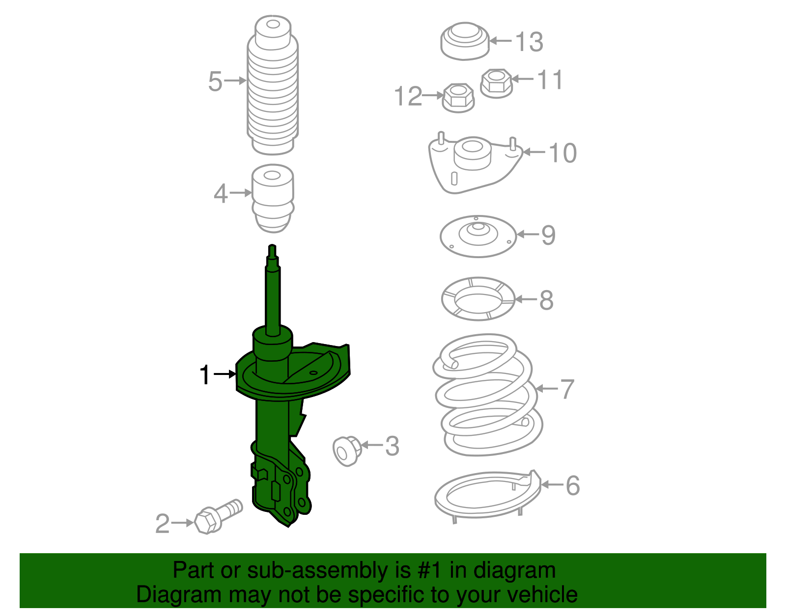 Hyundai - 54651-3Y151 - Strut - 2012-2013 Hyundai | OEM Hyundai Parts ...