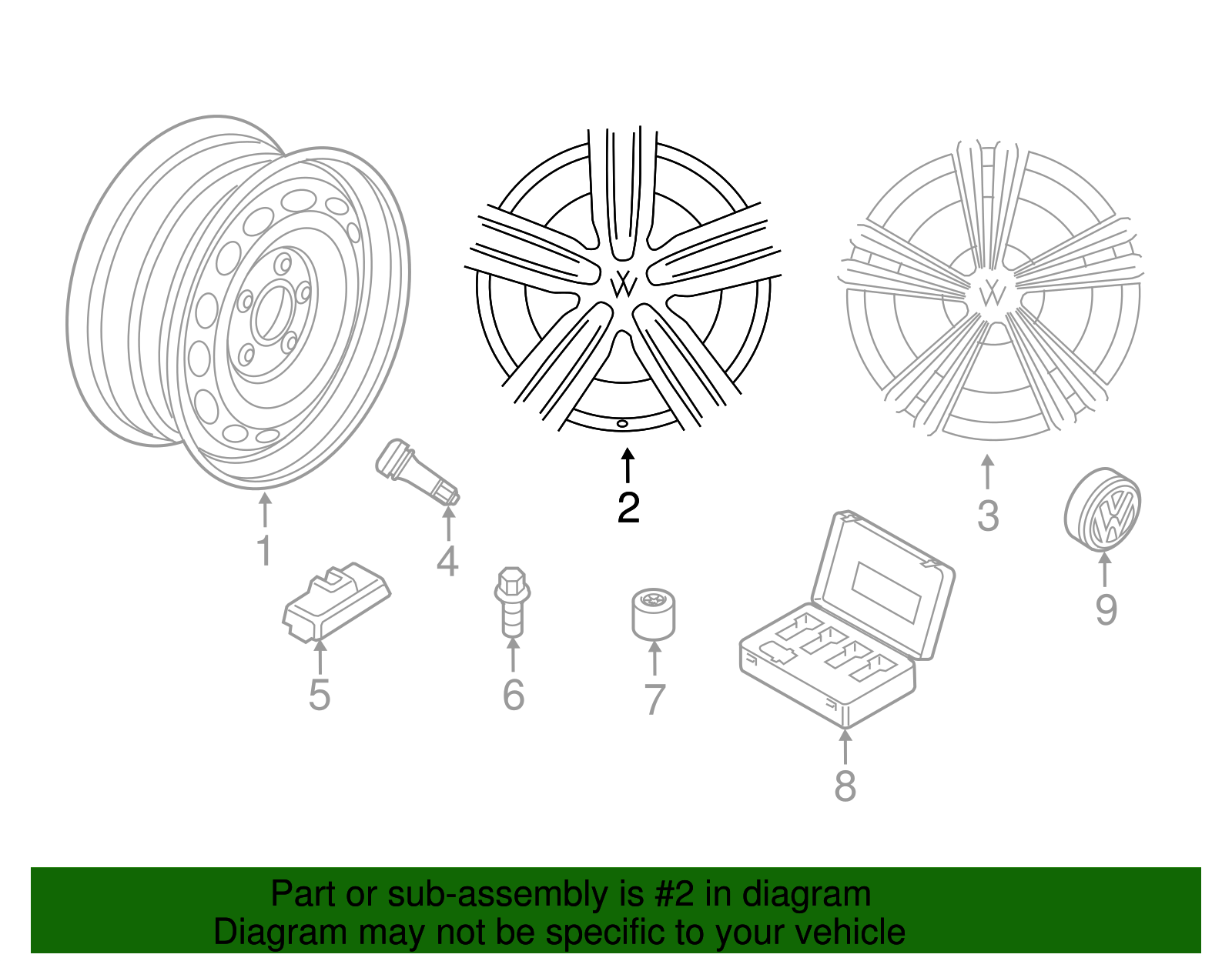2018-2021 Volkswagen Tiguan Wheel, Alloy 5NN-601-025-C-Z49 | VW Direct ...