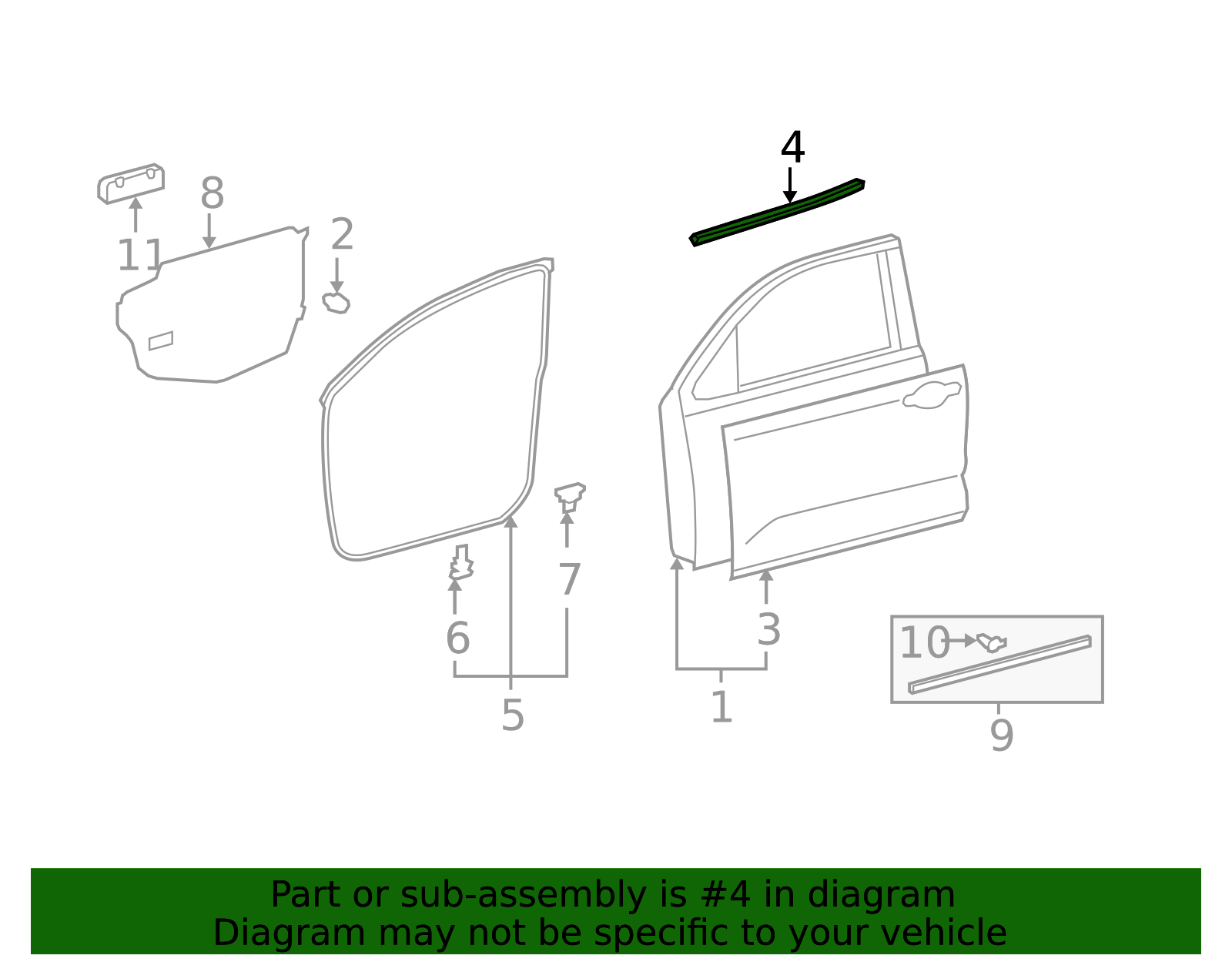 68160-0C030 - Belt Weather-Strip - 2007-2017 Toyota Tundra | Toyota ...
