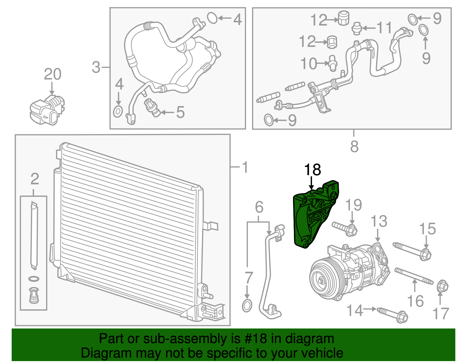 12691252 - 2016-2024 GM - Air Conditioning Compressor Bracket #12643221 ...