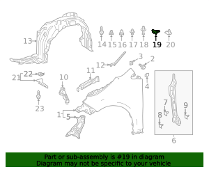 2018-2025 Toyota Retainer, Front Fender Liner 53879-02150 | OEM Parts ...