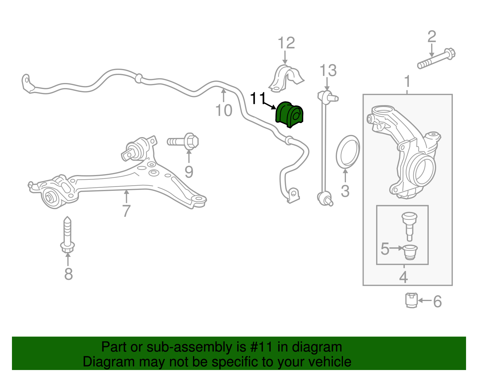 2013-2017 Honda Accord Stabilizer Bar Bushing 51306-T2A-A01 | Honda ...