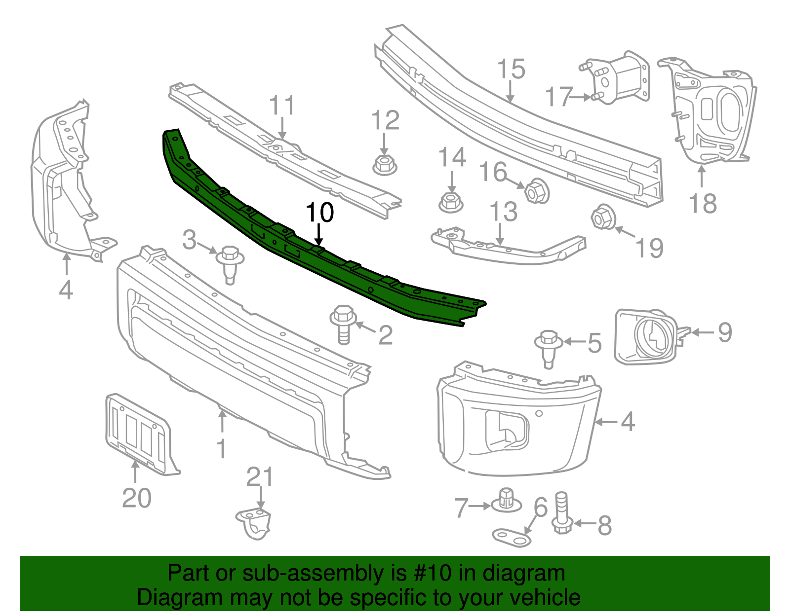 2014-2021 Toyota Tundra Bumper Cover Support Rail (Front) 52114-0C030 ...