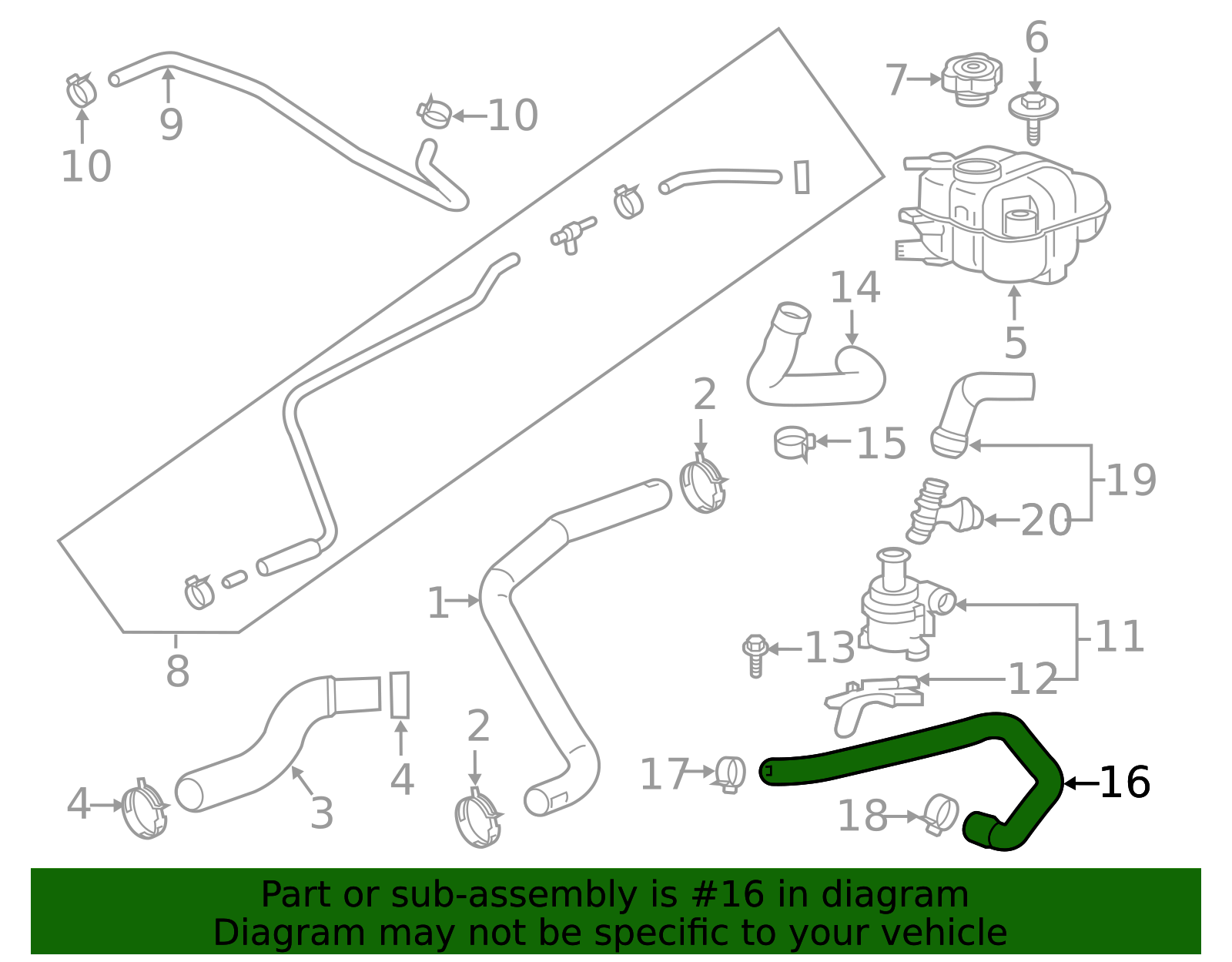 23262491 - 2016-2020 Buick Envision - Auxiliary Heater Outlet Hose ...