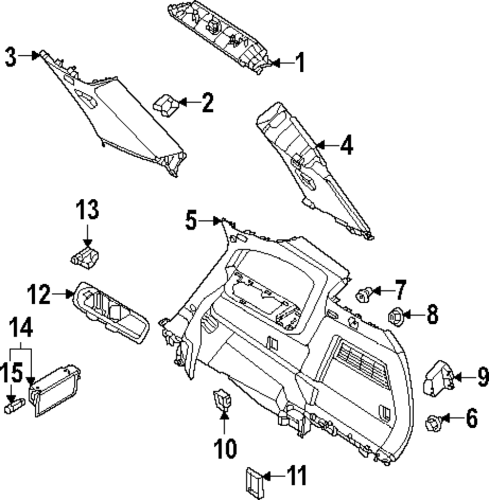 84937-6TA0A - 2023-2024 Nissan Pathfinder - Lower Quarter Trim Hook ...