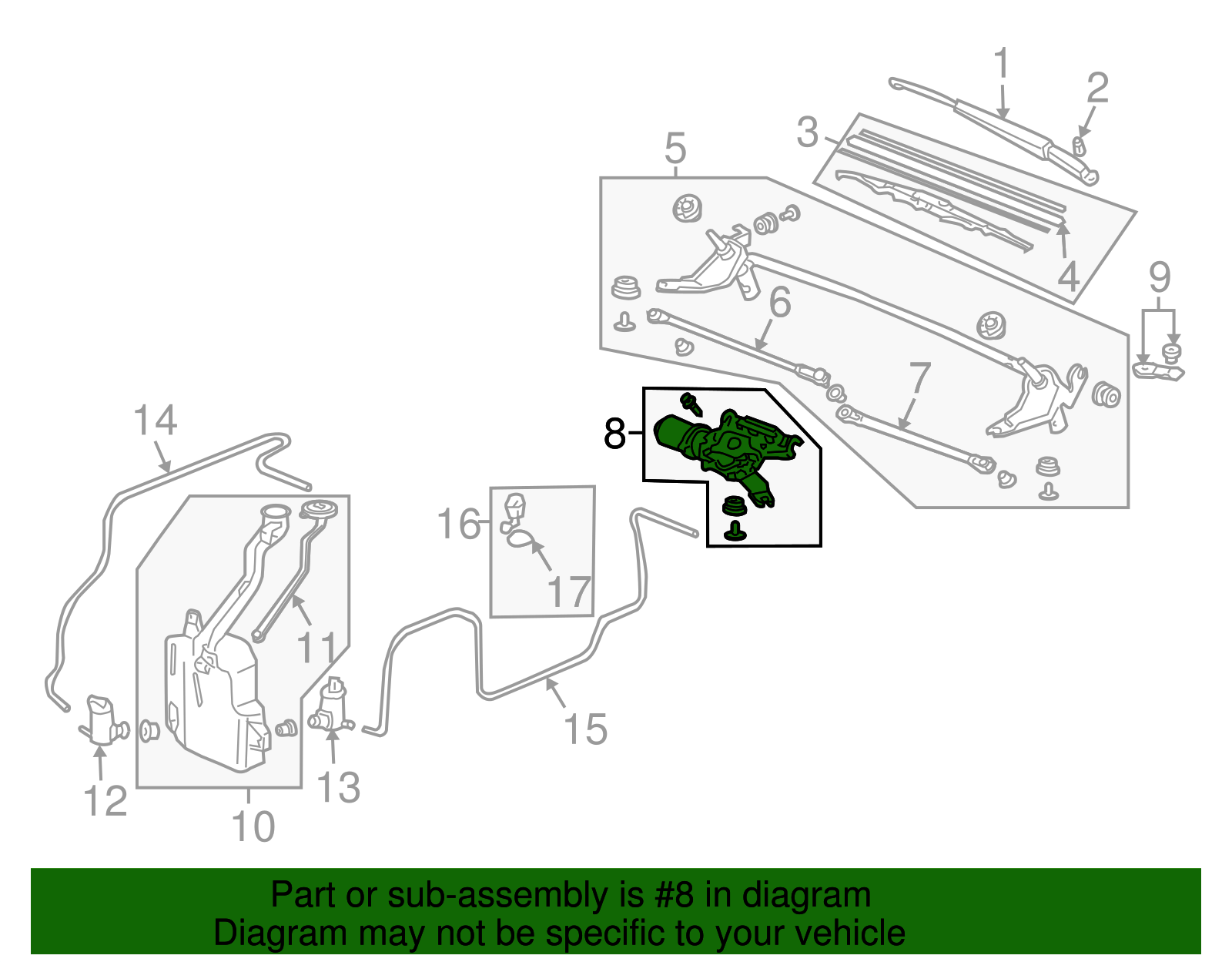 76505-SCV-A01 - 2003-2011 Honda Element - Motor Front Wiper | Honda ...