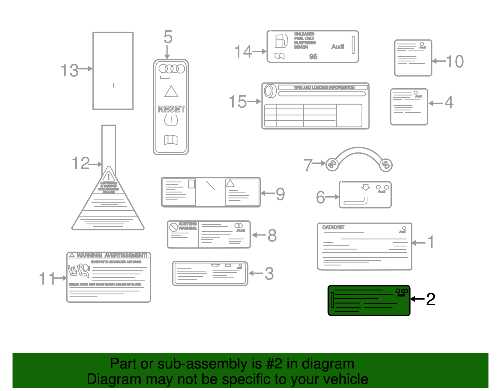 2007-2025 Audi Info Label 077-010-542-A | Audi USA Parts