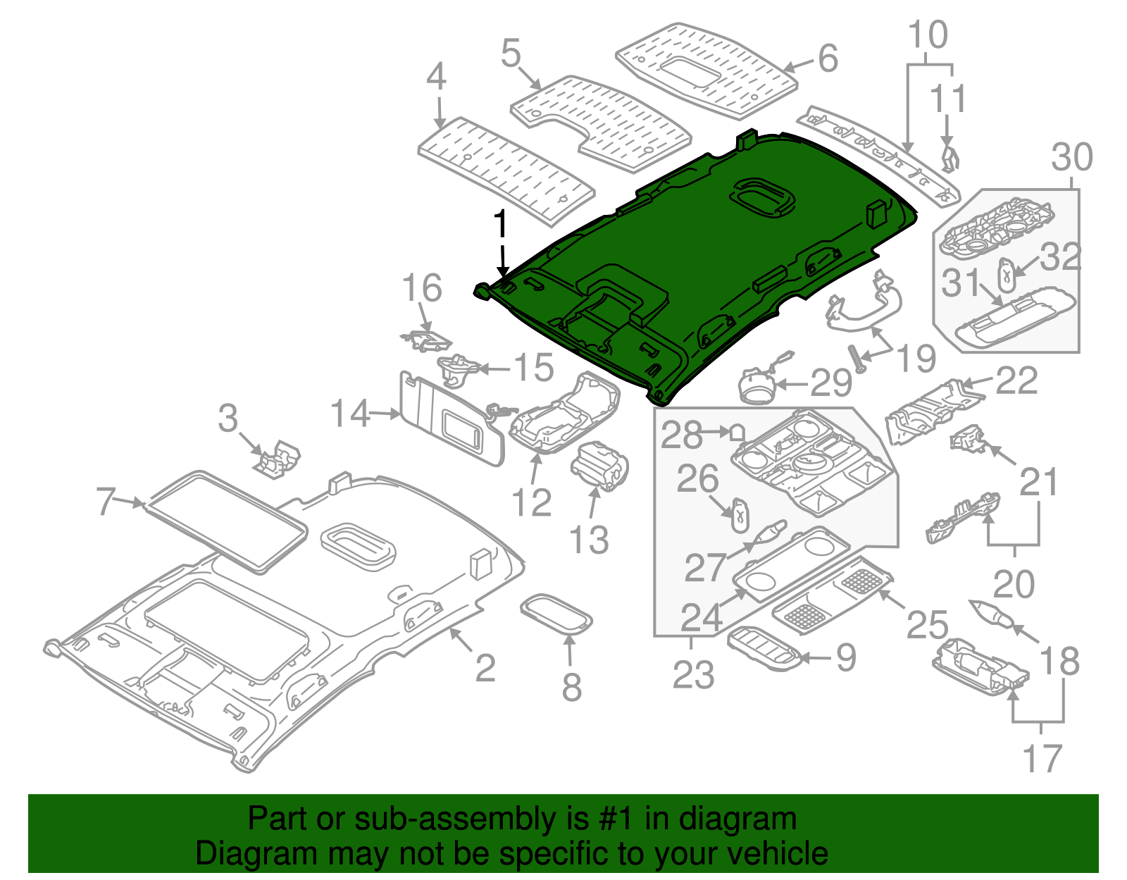 1K5-867-501-H-6K8 - Headliner 2005-2010 Volkswagen Jetta | Wolfsburg ...