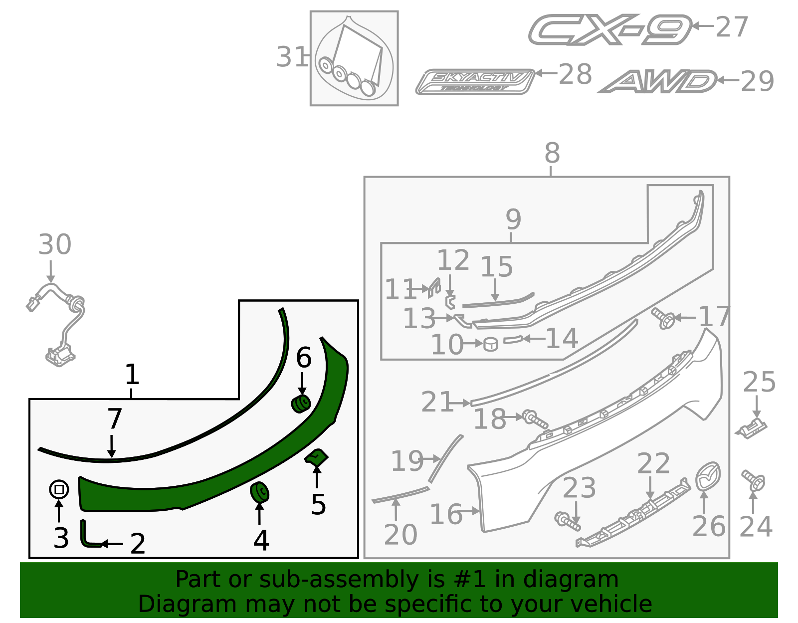 TK48-50-810C-13 - Upper Molding - 2016-2020 Mazda CX-9 | Mazda Parts Factor