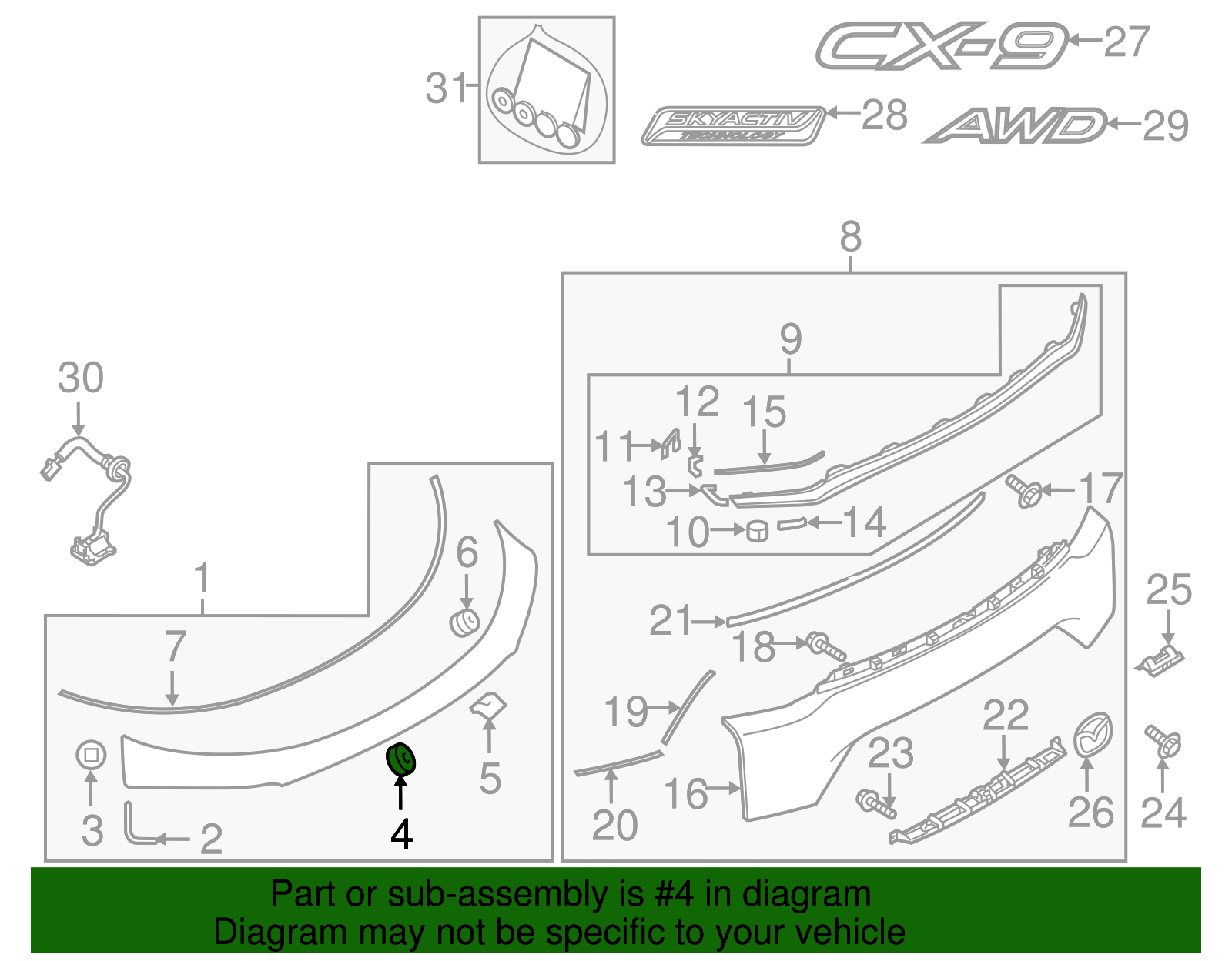 2016-2025 Mazda Emblem Fastener TK80-51-W24 | RealMazdaParts.com