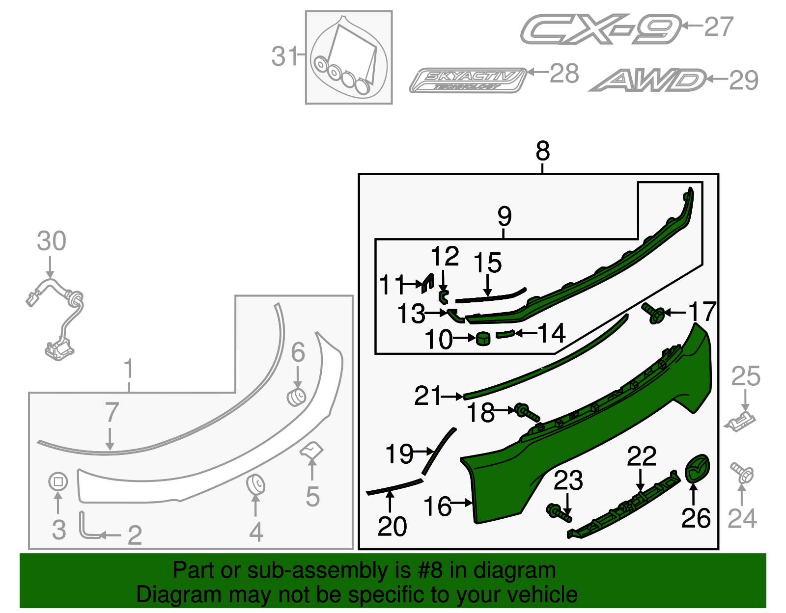 TK49-50-850D-64 - Applique Panel 2016-2022 Mazda CX-9 | Mazda-Parts