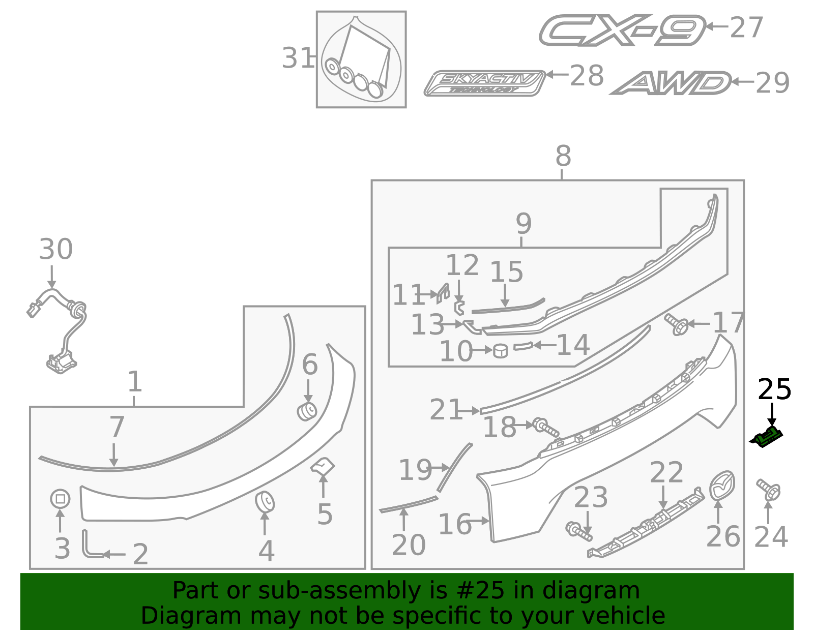 TK48-50-819A - Bracket Cap 2016-2023 Mazda CX-9 | MazdaParts.US Store