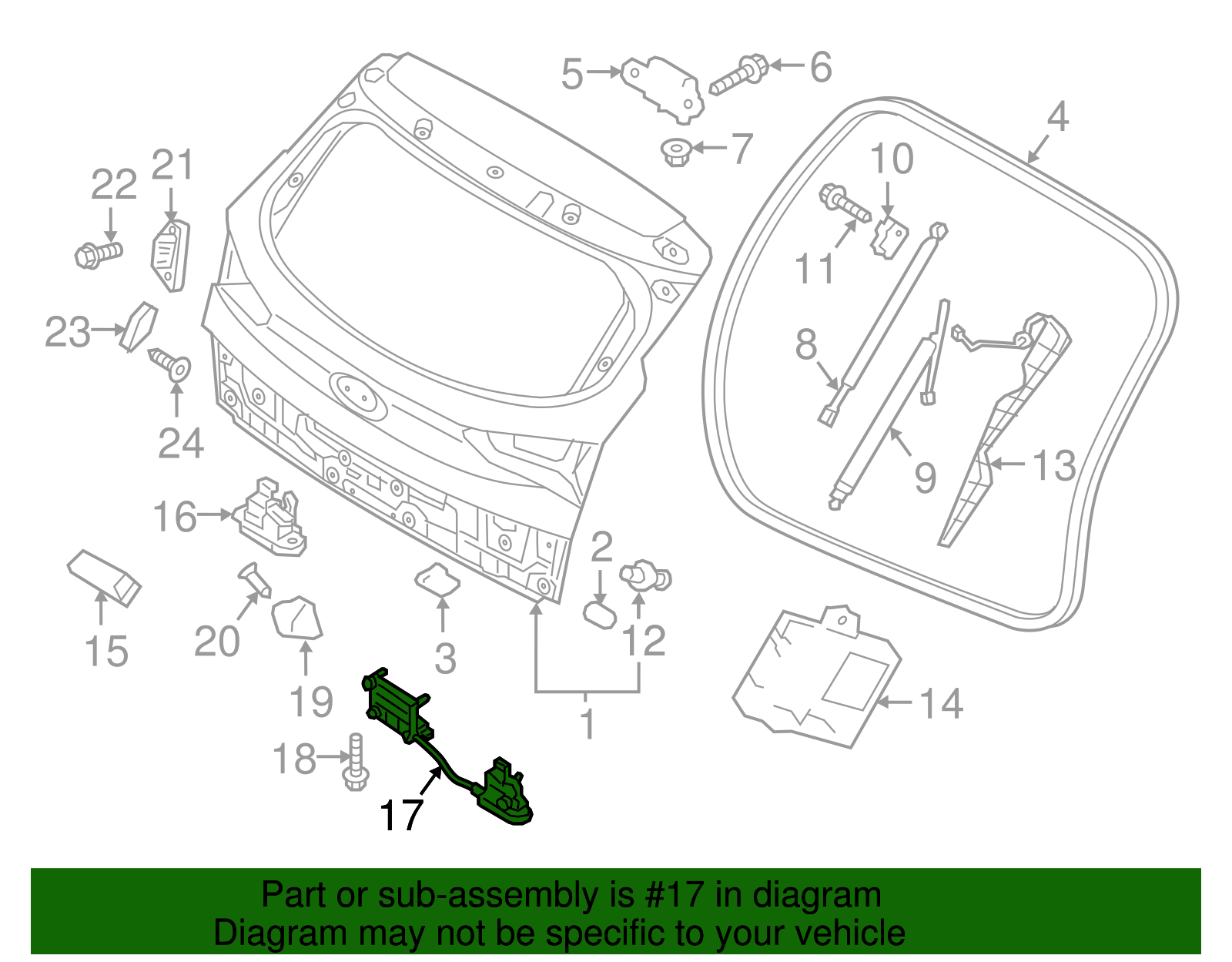 81230-D3100 - Hyundai Lift-Gate Latch 2016-2021 Hyundai Tucson ...