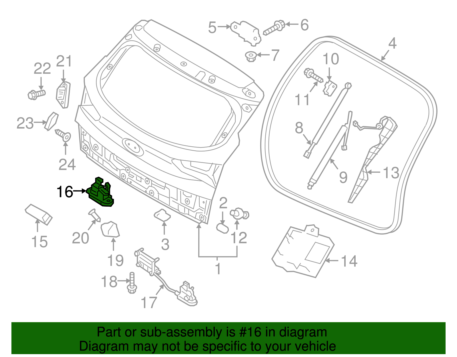 Hyundai - 81230-D3000 - Lift-Gate Latch - 2016-2021 Hyundai Tucson ...
