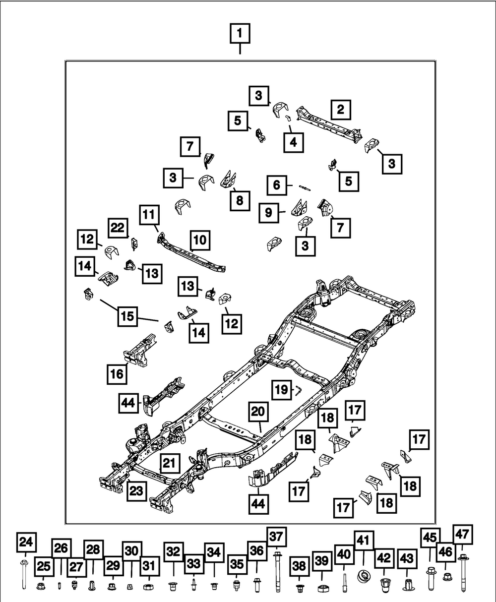 2024-2025 Jeep Wrangler Chassis Frame Assembly 68534632AC | Mopar ...