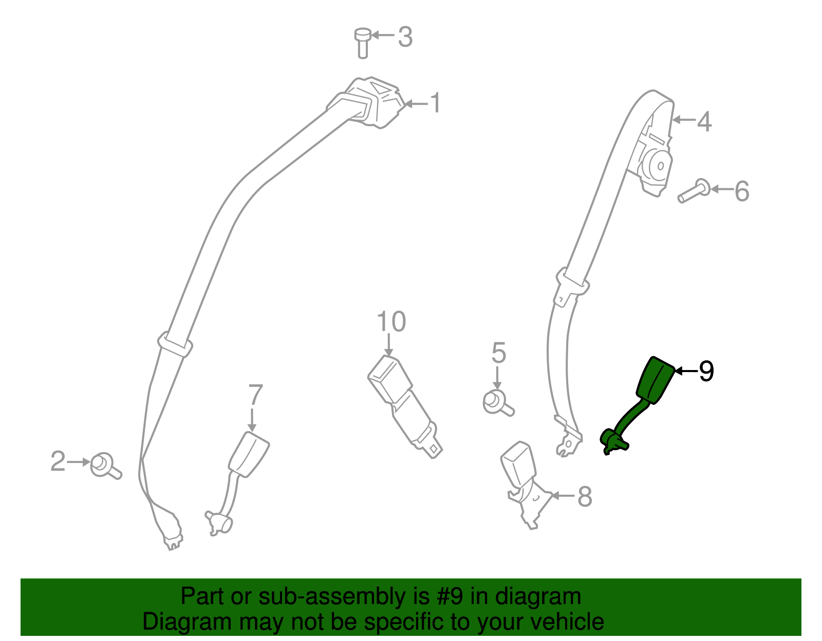2015-2019 Lincoln MKC Inner Buckle EJ7Z-7860044-BA | Ford OEM Parts Outlet