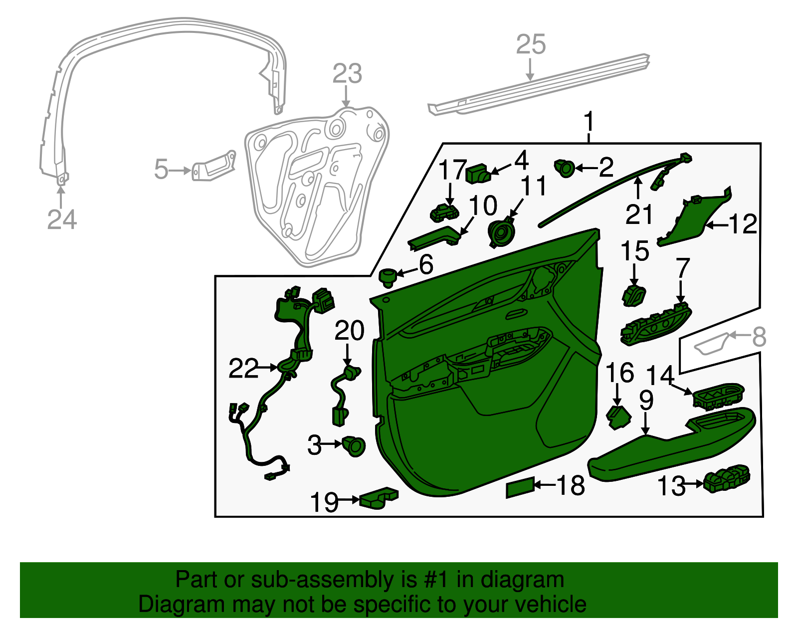 84827107 - 2021-2023 Cadillac XT5 - Black Front Driver Side Door Trim ...