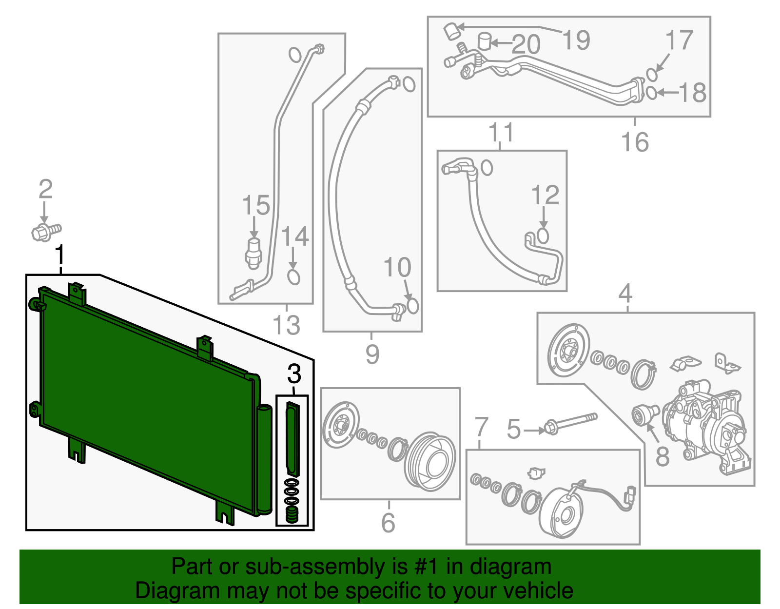 OEM 2015-2020 Honda Fit Condenser 80100-T5R-A01 | Honda Automotive Parts