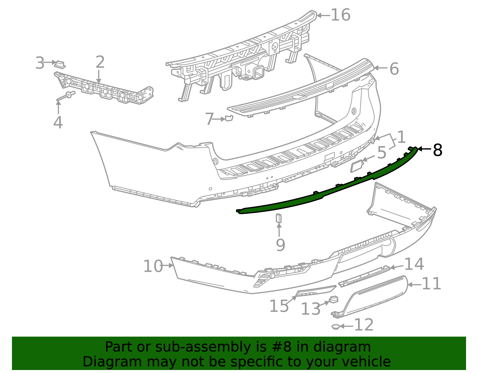 2021-2024 GM Black Ice Chrome Rear Bumper Fascia Molding 84371057 | GM ...