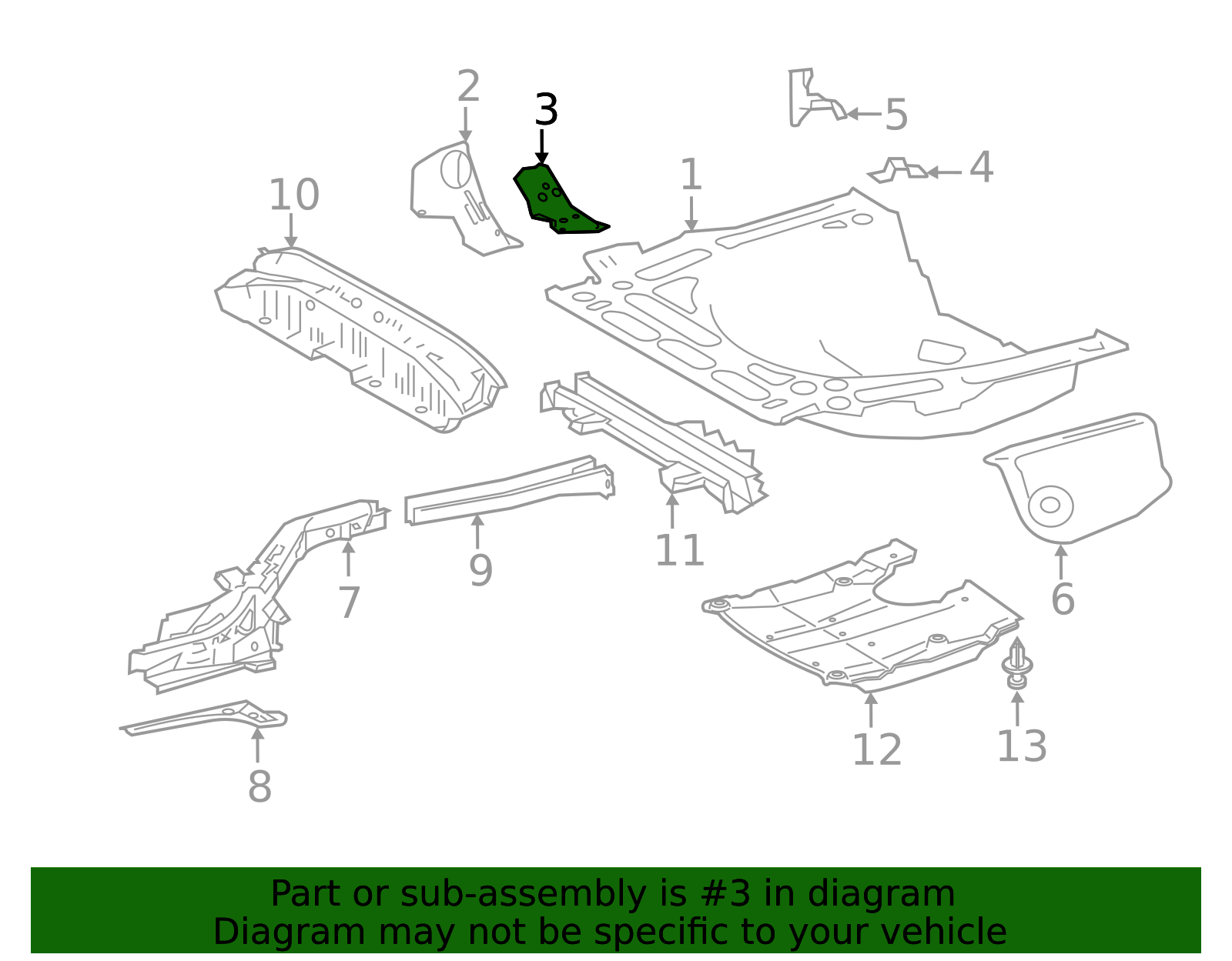 2009-2019 Toyota Corolla Rear Floor Pan Reinforcement 58355-02010 ...