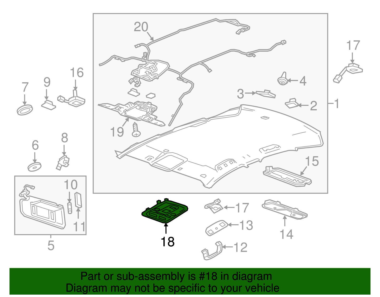 2016-2017 Cadillac ATS Overhead Console 23191089 | Capital Chevy Parts