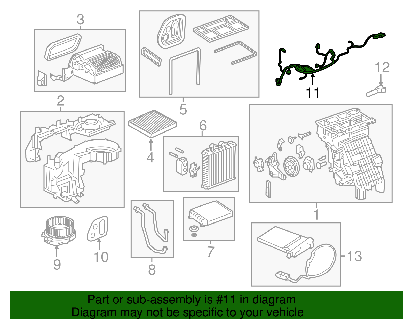 2016-2019 Chevrolet Cruze Air Conditioning Wiring Harness 13458880 ...