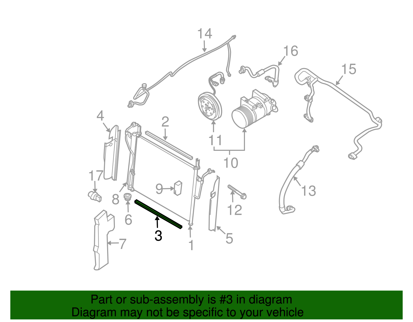 2007-2015 Nissan Condenser Assembly Seal 92183-9FD0A | Nissan Parts OEM