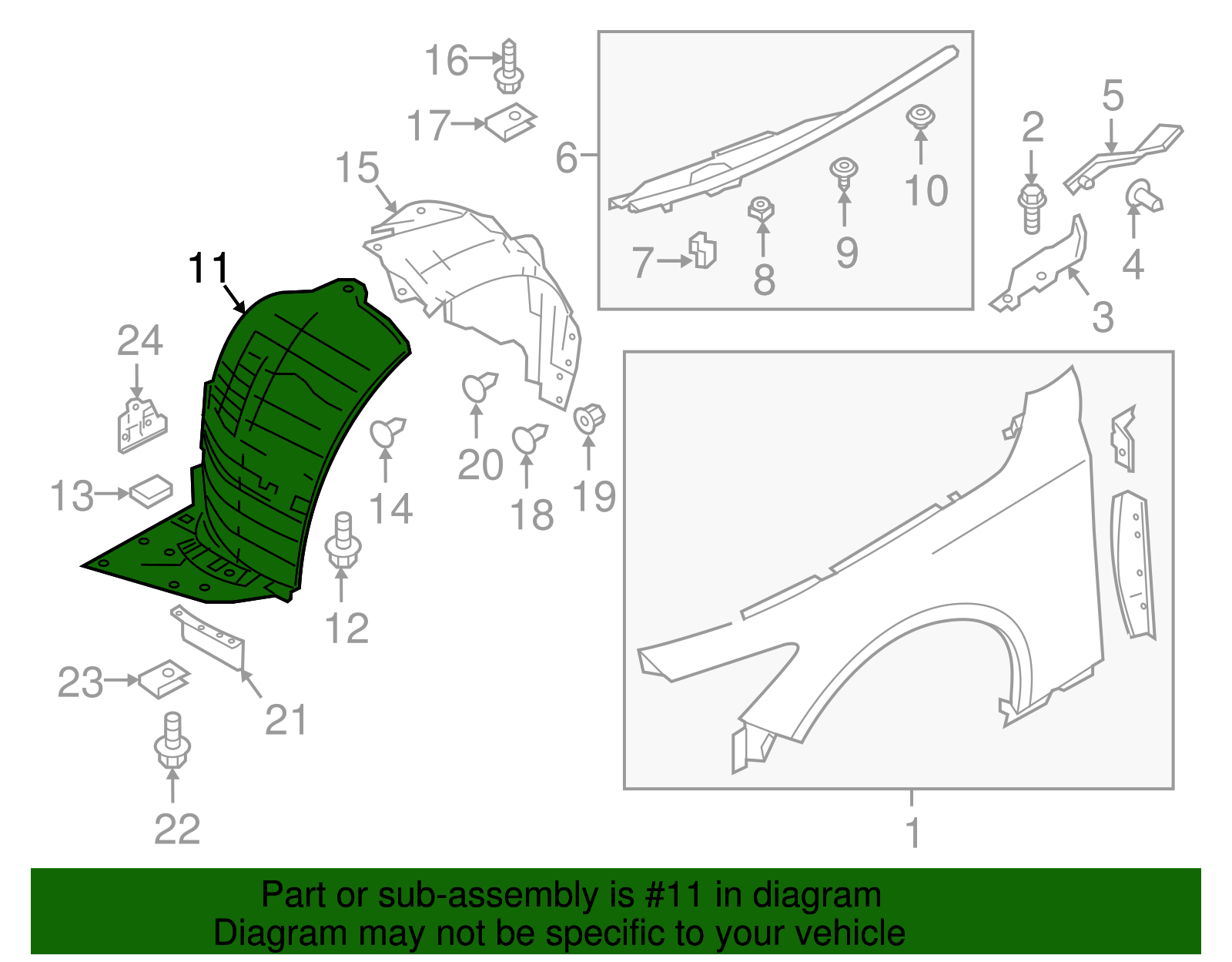 2017-2020 Infiniti Q60 Ft Fender Liner 63844-5CA0A | Infiniti Parts Online