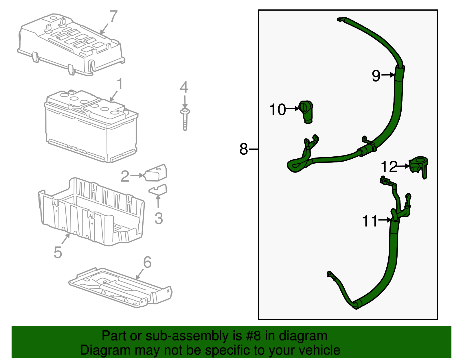 22864857 - 2012-2016 Cadillac SRX - Battery Positive and Negative Cable ...