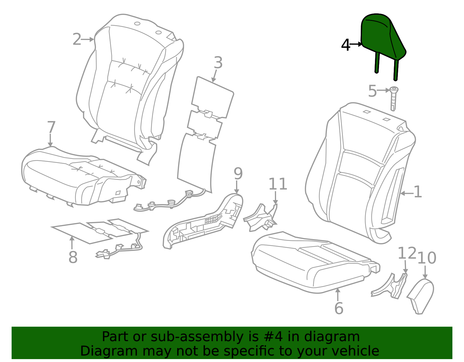 81140-T3L-A41ZF - 2016-2017 Honda Accord - Headrest Assembly Front ...