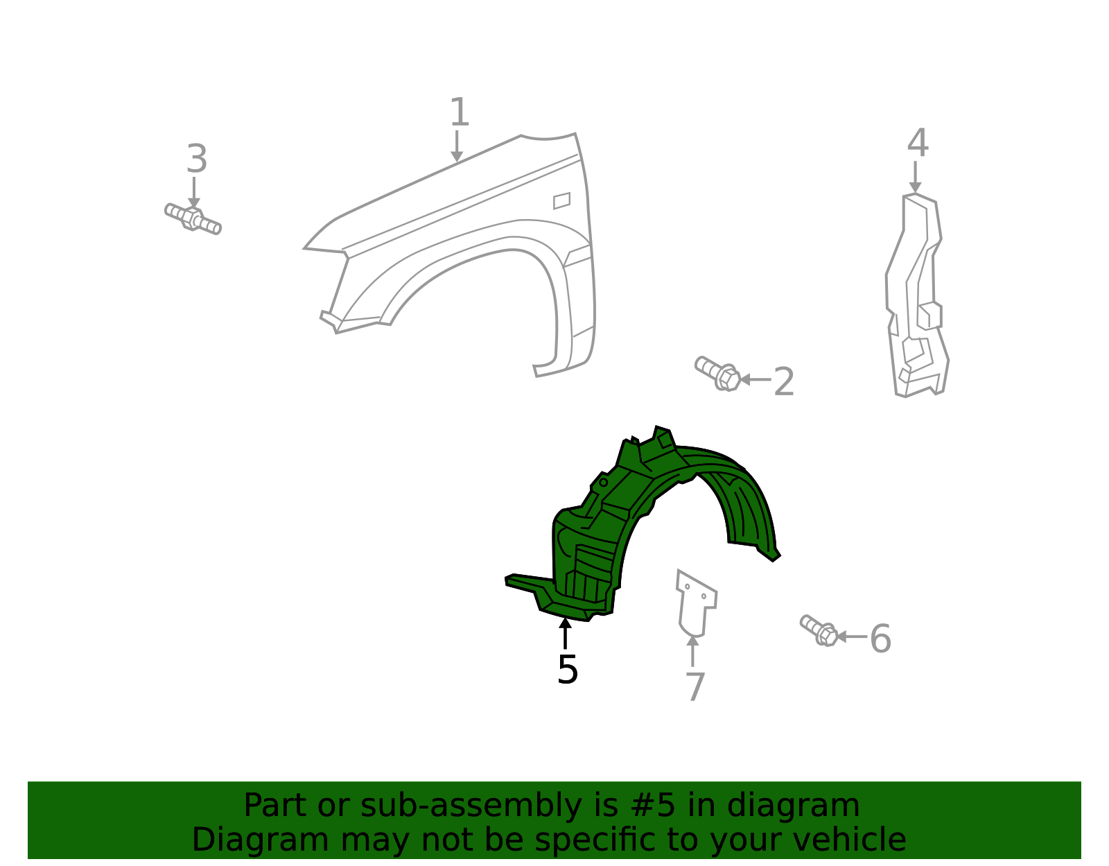 2006-2007 Toyota Highlander Fender Liner - PASSENGER SIDE 53805-48051 ...