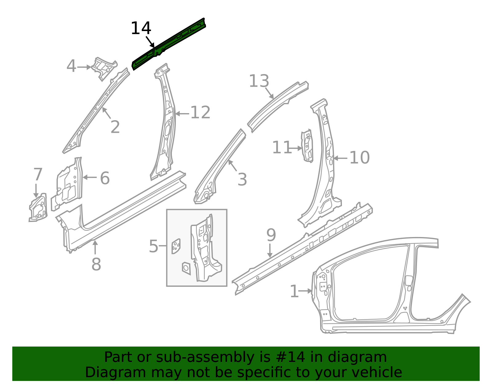 2011-2014 Mazda 2 Roof Reinforced - Passenger Side (RH) D651-70-252A ...