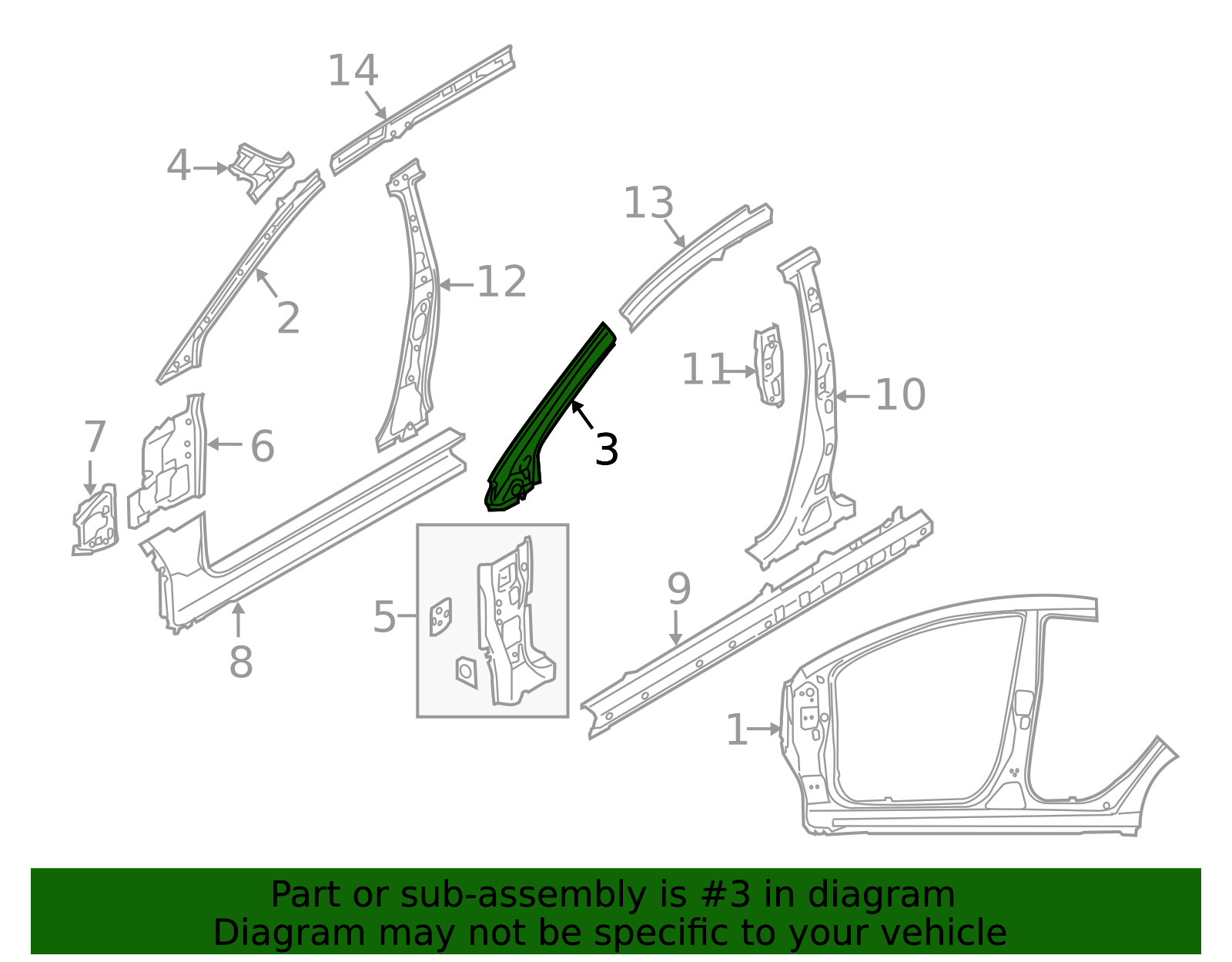 D651-71-242B - Windshield Pillar Reinforced 2011-2014 Mazda 2 ...