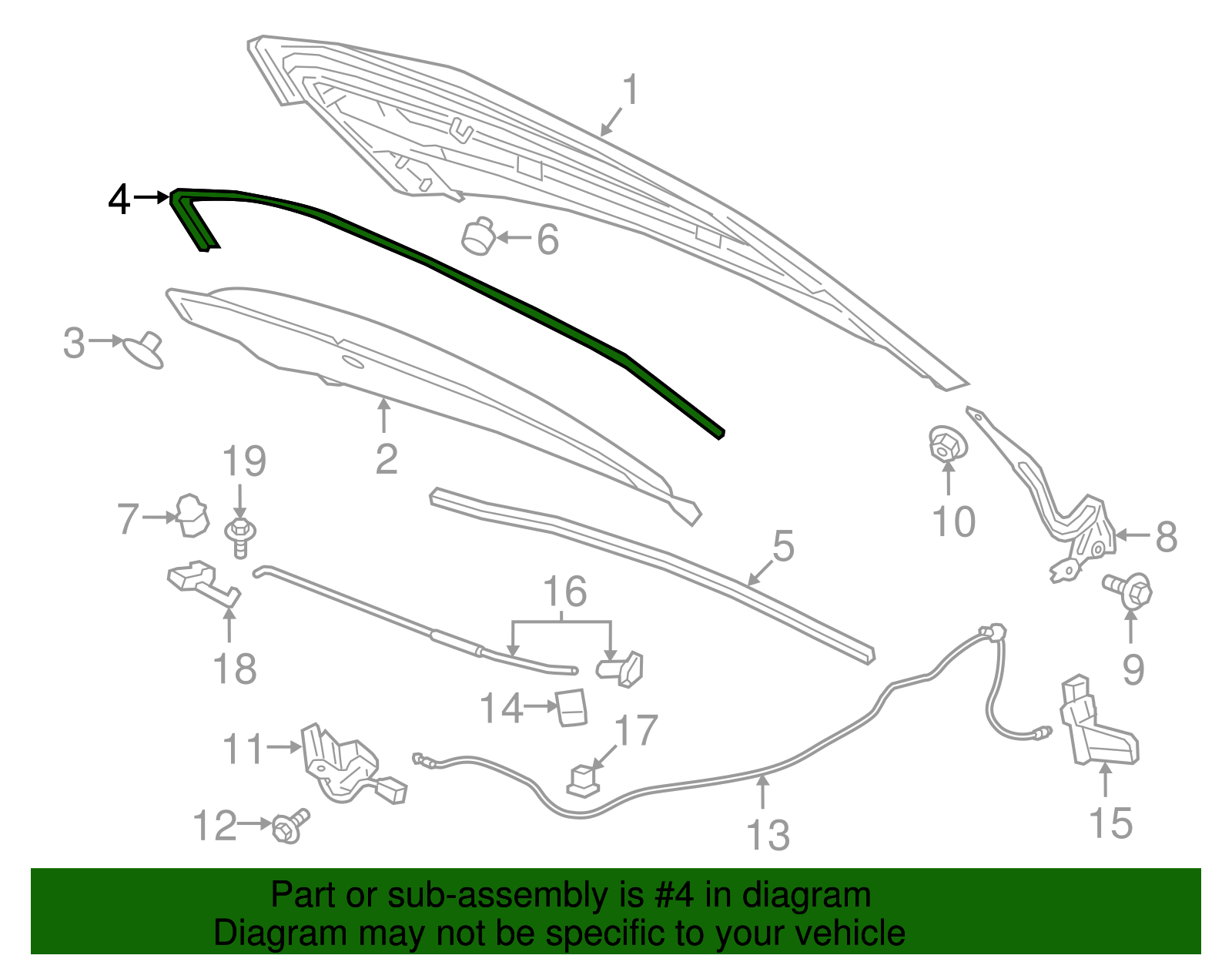 2016-2019 Chevrolet Cruze Hood Front Weatherstrip 84324584 | Capital ...
